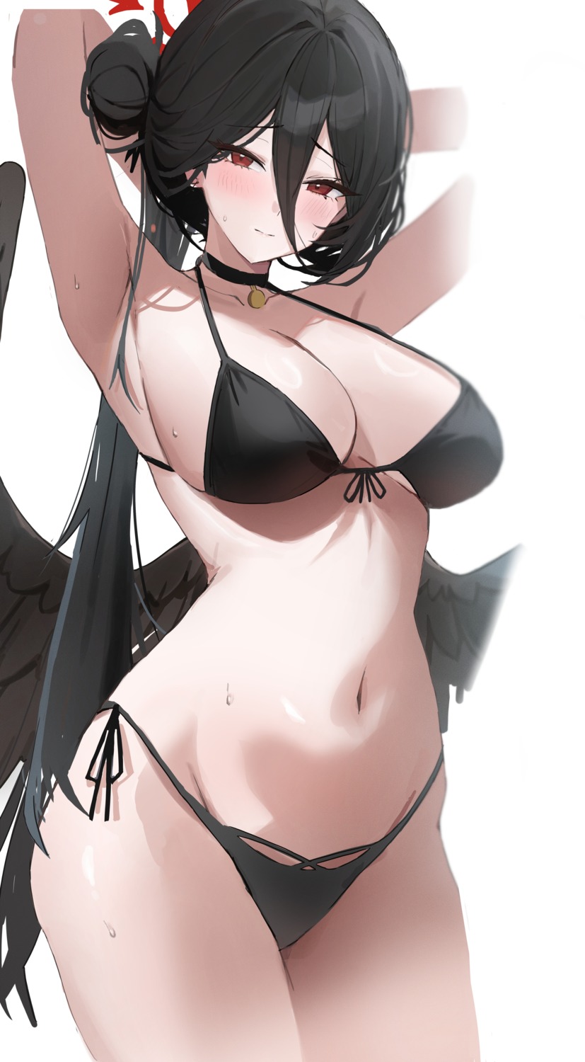 rimmon blue archive hanekawa hasumi angel bikini swimsuits wet wings | #1239681 | yande.re